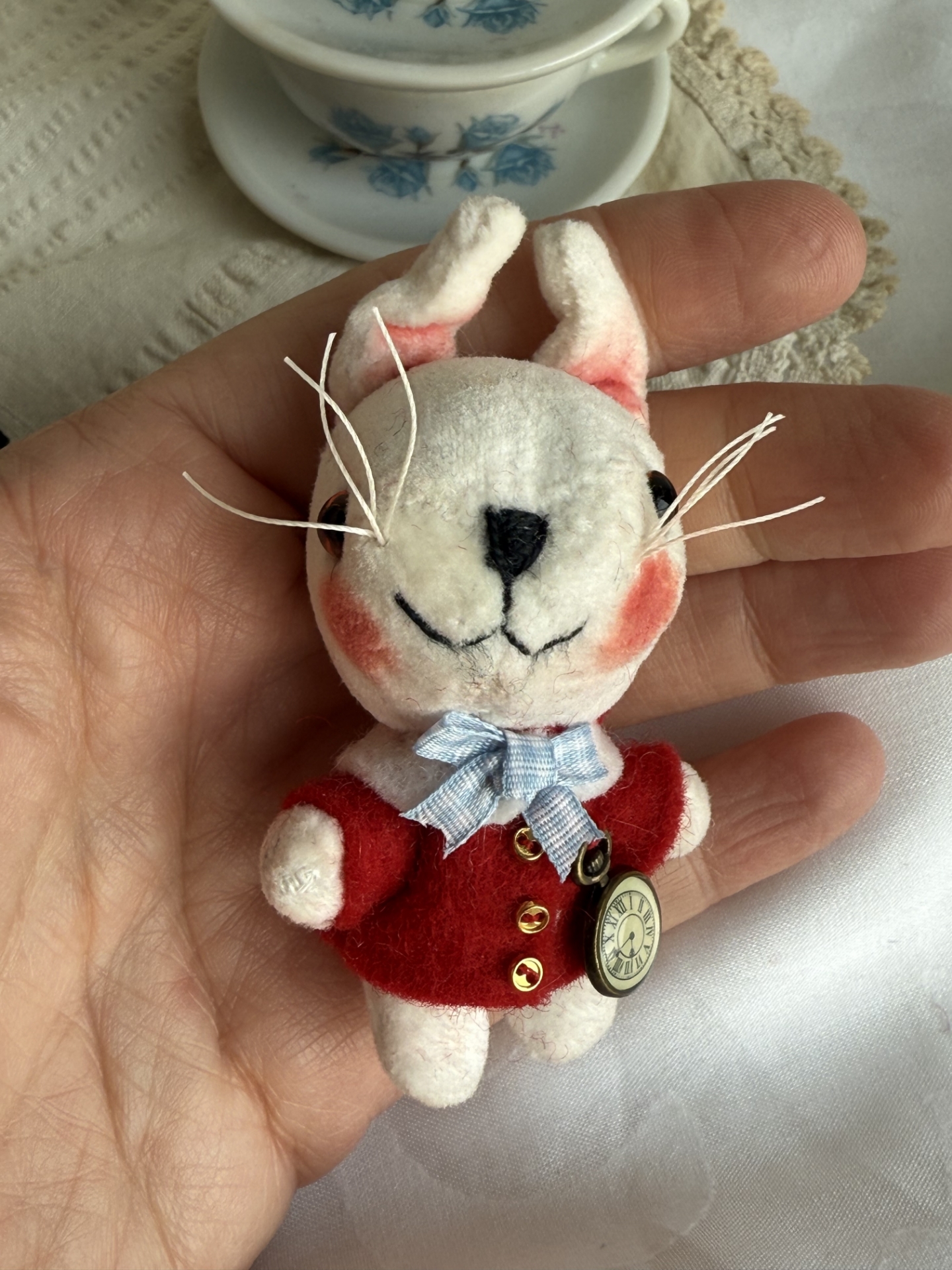 Wee White Rabbit & Tea Cup Set - by Jody Battaglia | Earth Angels Studios