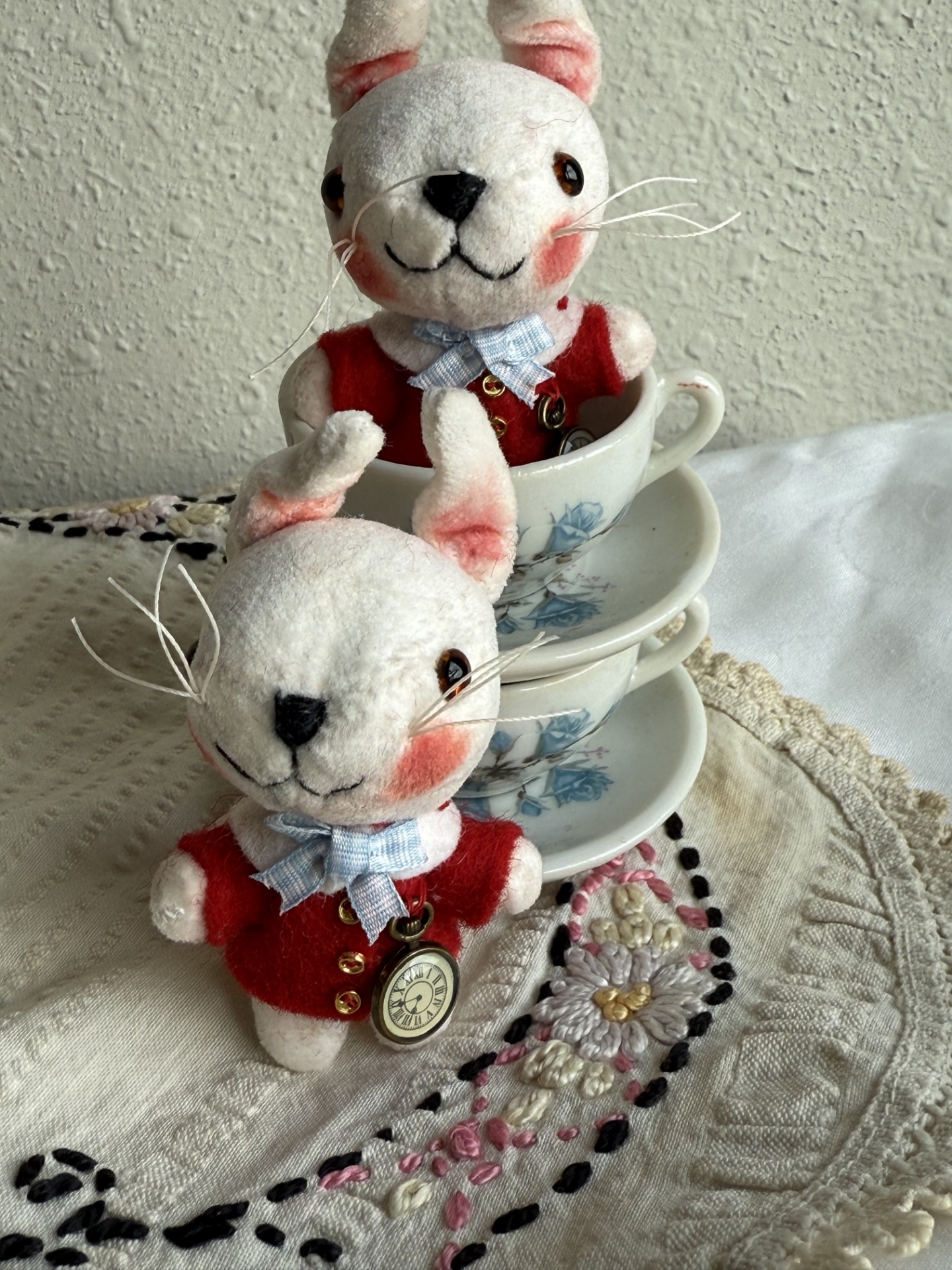 Wee White Rabbit & Tea Cup Set - by Jody Battaglia | Earth Angels Studios