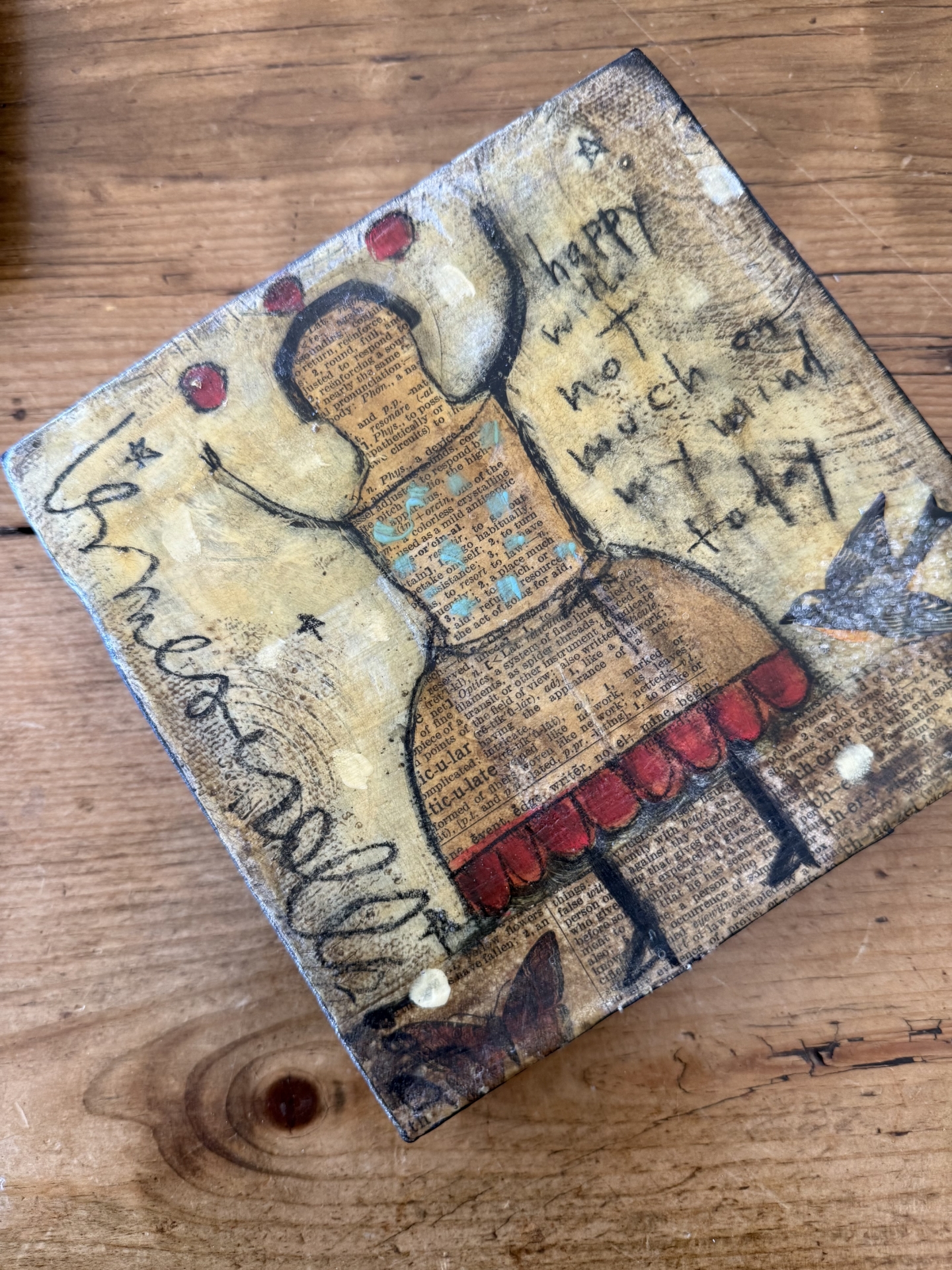 "Happy with not much..." - 6x6 Original Painting by Laurie Meseroll - SALE | Earth Angels Studios